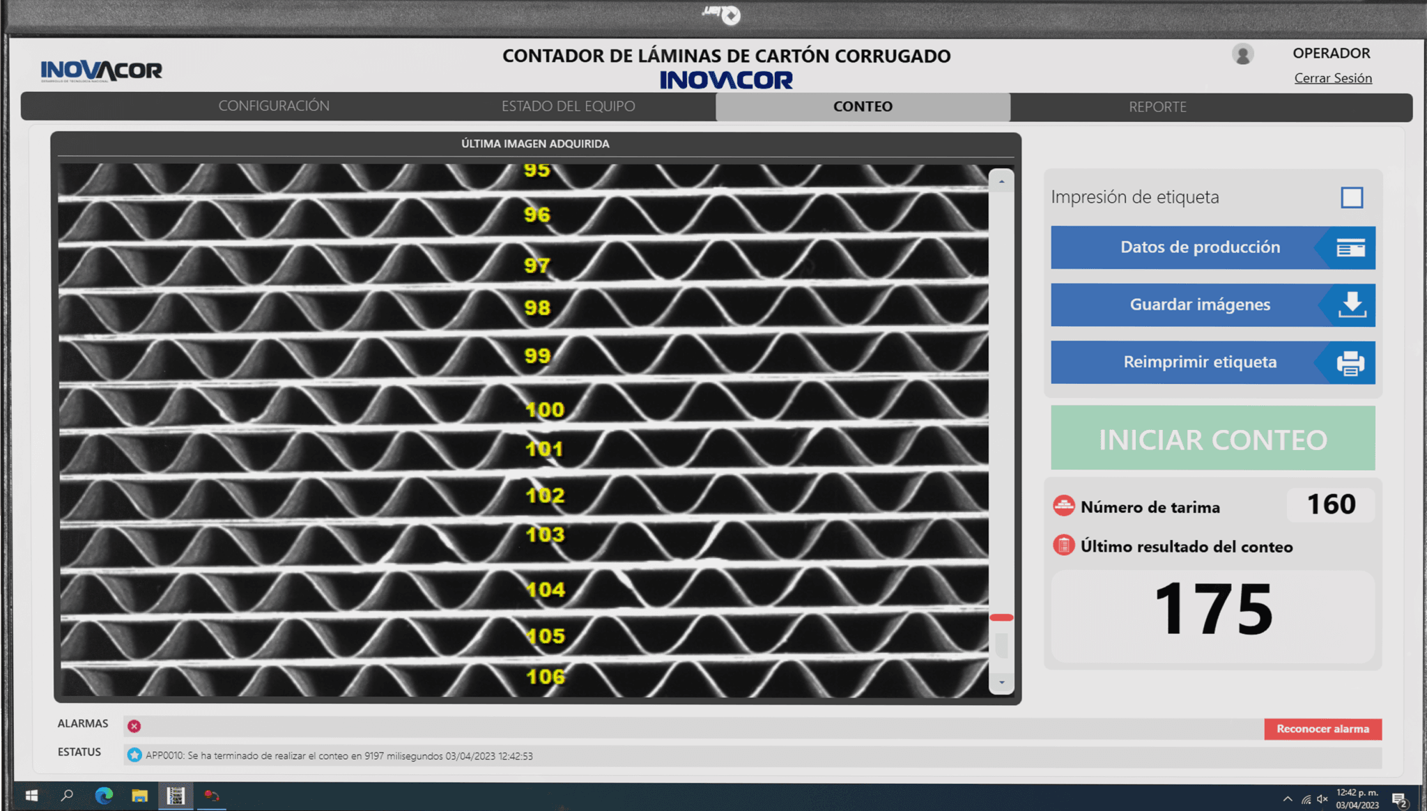 Contadora de Láminas de Cartón Corrugado Apiladas - INOVACOR